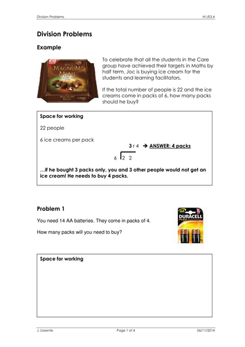 Division - Interpreting remainders | Teaching Resources