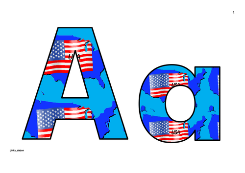 Sets of Alphabet and Numbers on USA Flag | Teaching Resources