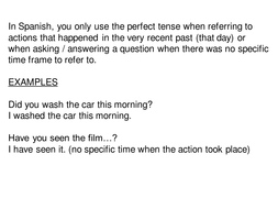 Spanish Irregular Perfect Tense - Self-marking | Teaching Resources