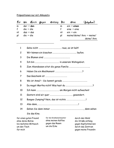 Dative/ Accusative Preps | Teaching Resources