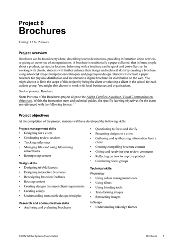 Visual Design Cs6 Brochures Teaching Resources