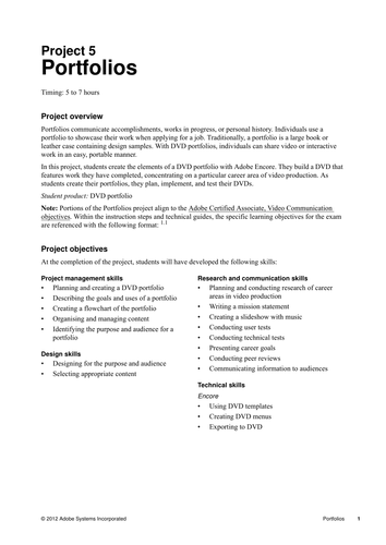 Digital Video Cs6 Portfolios Teaching Resources