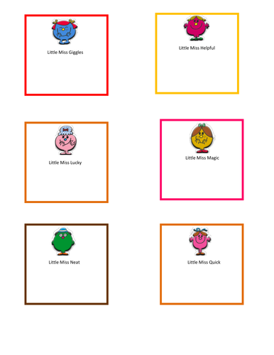 Little Miss & Mr Men coat peg labels | Teaching Resources