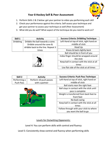 Hockey Self & Peer Assessment | Teaching Resources