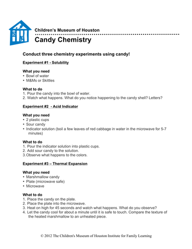 Candy Chemistry | Teaching Resources