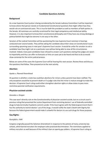 Supreme Court Appointment and Confirmation Process | Teaching Resources