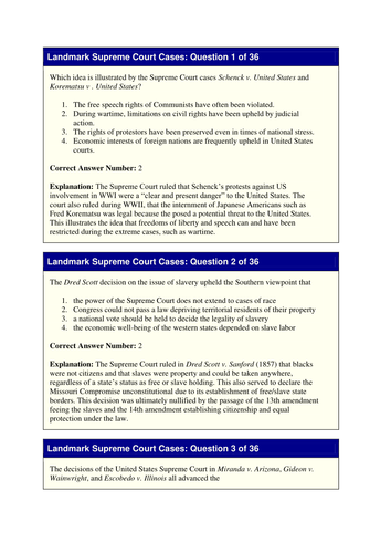 US Supreme Court Landmark Cases and Rulings | Teaching Resources