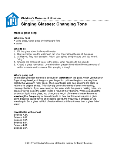 Singing Glasses: Changing Tone | Teaching Resources