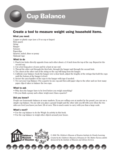 Cup Balance | Teaching Resources