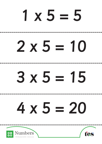 Five Times Table Flash Cards - with answers | Teaching Resources