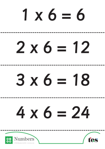 Six Times Table Flash Cards (complete set) | Teaching Resources
