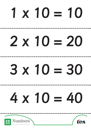Ten Times Table Flash Cards (complete set) | Teaching Resources