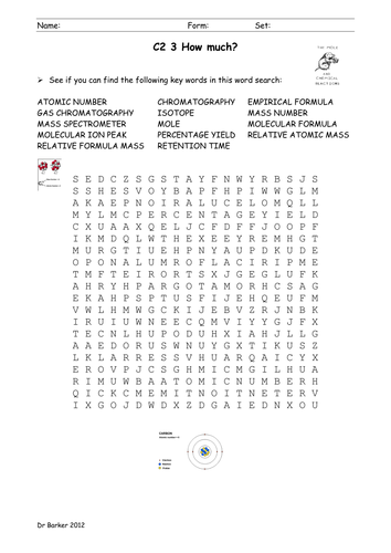 AQA C2 new spec wordsearches | Teaching Resources