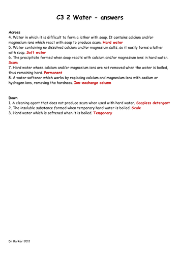 AQA C3 new spec crosswords | Teaching Resources