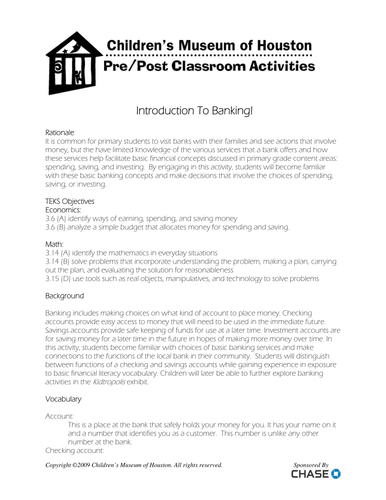 Introduction To Banking! | Teaching Resources