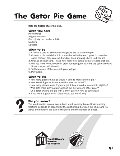 The Gator Pie Game | Teaching Resources