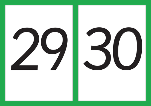 Number Flash Cards - Numbers 21-30 A5 | Teaching Resources