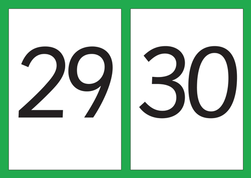 Number Flash Cards - Numbers 21-30 A5 | Teaching Resources