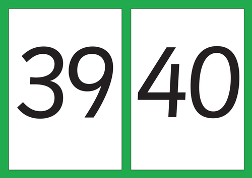 Number Flash Cards - Numbers 31-40 A5 | Teaching Resources