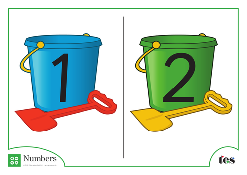 Number Cards - Bucket and Spade Theme 1-100 | Teaching Resources