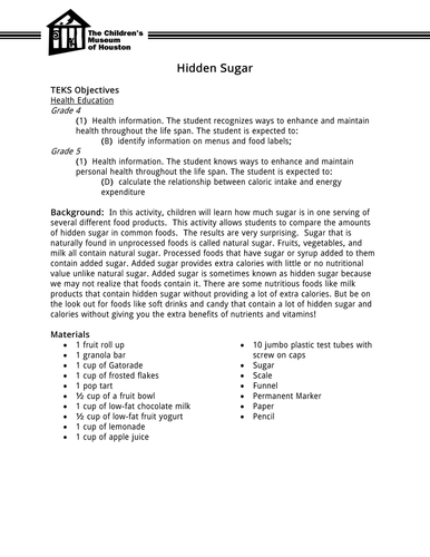 Hidden Sugar | Teaching Resources