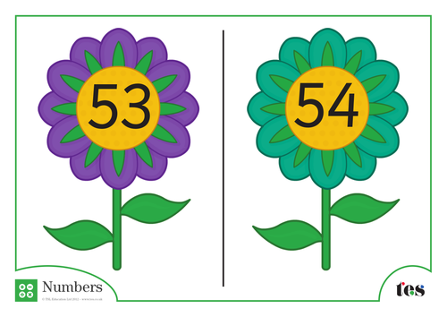 Number Cards – Plants and Flowers Theme 51-60 | Teaching Resources