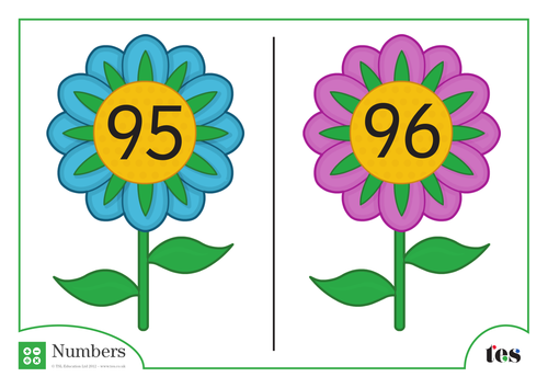 Number Cards – Plants and Flowers Theme 91-100 | Teaching Resources