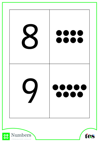 Numbers and Dots Flash Cards - Numbers 0-9 | Teaching Resources