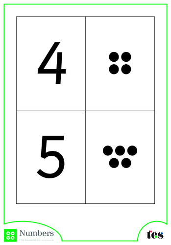 Numbers and Dots Flash Cards - Numbers 0-9 | Teaching Resources
