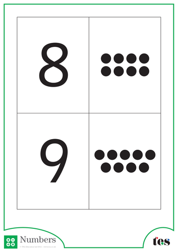 Numbers and Dots Flash Cards - Numbers 0-9 | Teaching Resources