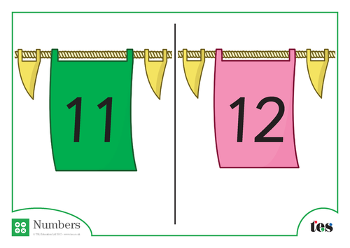 Number Cards – Bunting Theme 11-20 | Teaching Resources