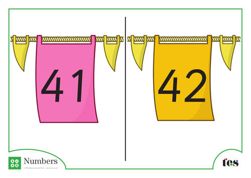 Number Cards – Bunting Theme 41-50 | Teaching Resources