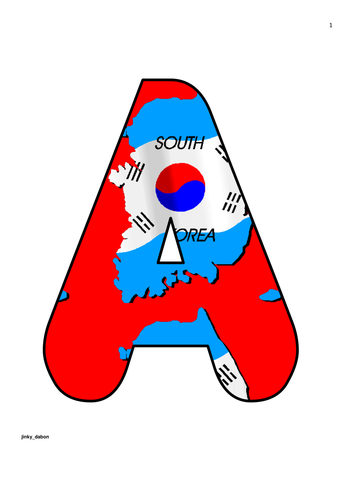 South Korean Flag Sets of Alphabet and Numbers | Teaching Resources