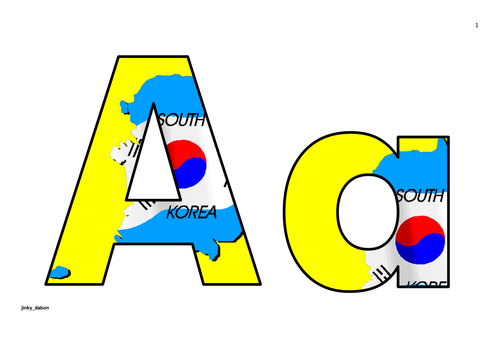 South Korean Flag Sets of Alphabet and Numbers | Teaching Resources