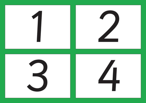 A4 Flash cards - Four Numbers Per Sheet 1-100 | Teaching Resources
