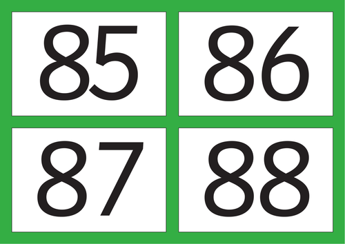 A4 Flash cards - Four Numbers Per Sheet 81-100 | Teaching Resources