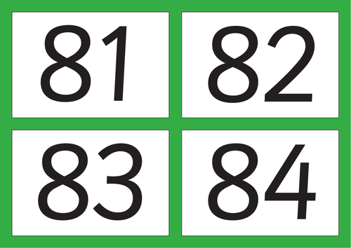 A4 Flash cards - Four Numbers Per Sheet 81-100 | Teaching Resources