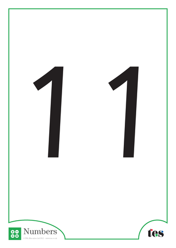 A4 Flash cards –Numbers 11-15 | Teaching Resources