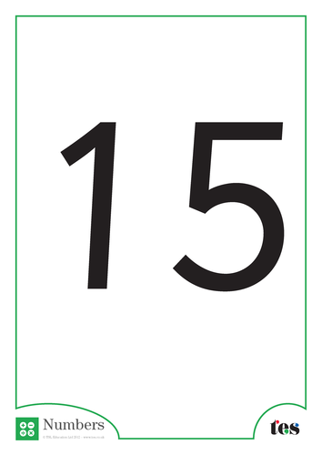 A4 Flash cards –Numbers 11-15 | Teaching Resources
