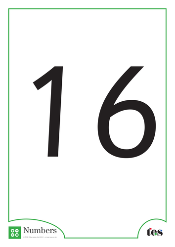 A4 Flash cards –Numbers 16-20 | Teaching Resources