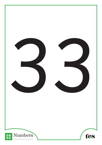 A4 Flash cards –Numbers 31-35 | Teaching Resources