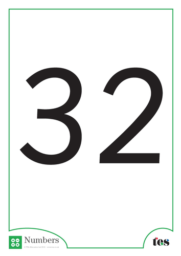 A4 Flash cards –Numbers 31-35 | Teaching Resources
