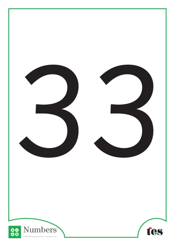 A4 Flash cards –Numbers 31-35 | Teaching Resources
