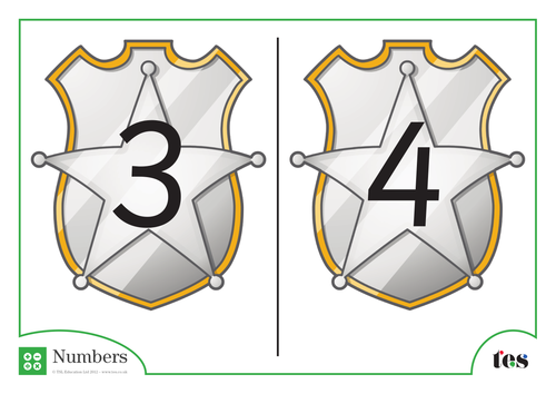 Number Cards – Police Badge Theme 1-10 | Teaching Resources