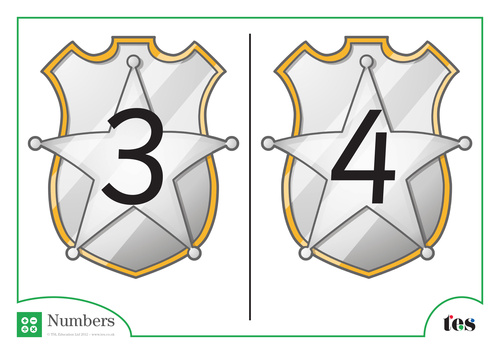 Number Cards – Police Badge Theme 1-10 | Teaching Resources