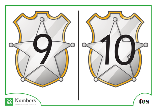 Number Cards – Police Badge Theme 1-10 | Teaching Resources