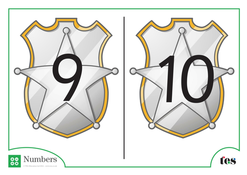 Number Cards – Police Badge Theme 1-10 | Teaching Resources