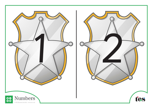 Number Cards – Police Badge Theme 1-10 | Teaching Resources