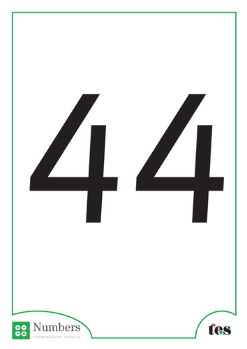 A4 Flash cards –Numbers 41-45 | Teaching Resources