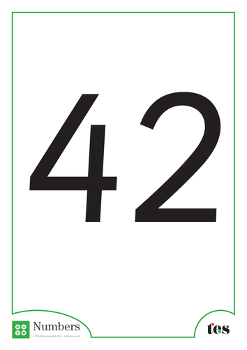 A4 Flash cards –Numbers 41-45 | Teaching Resources
